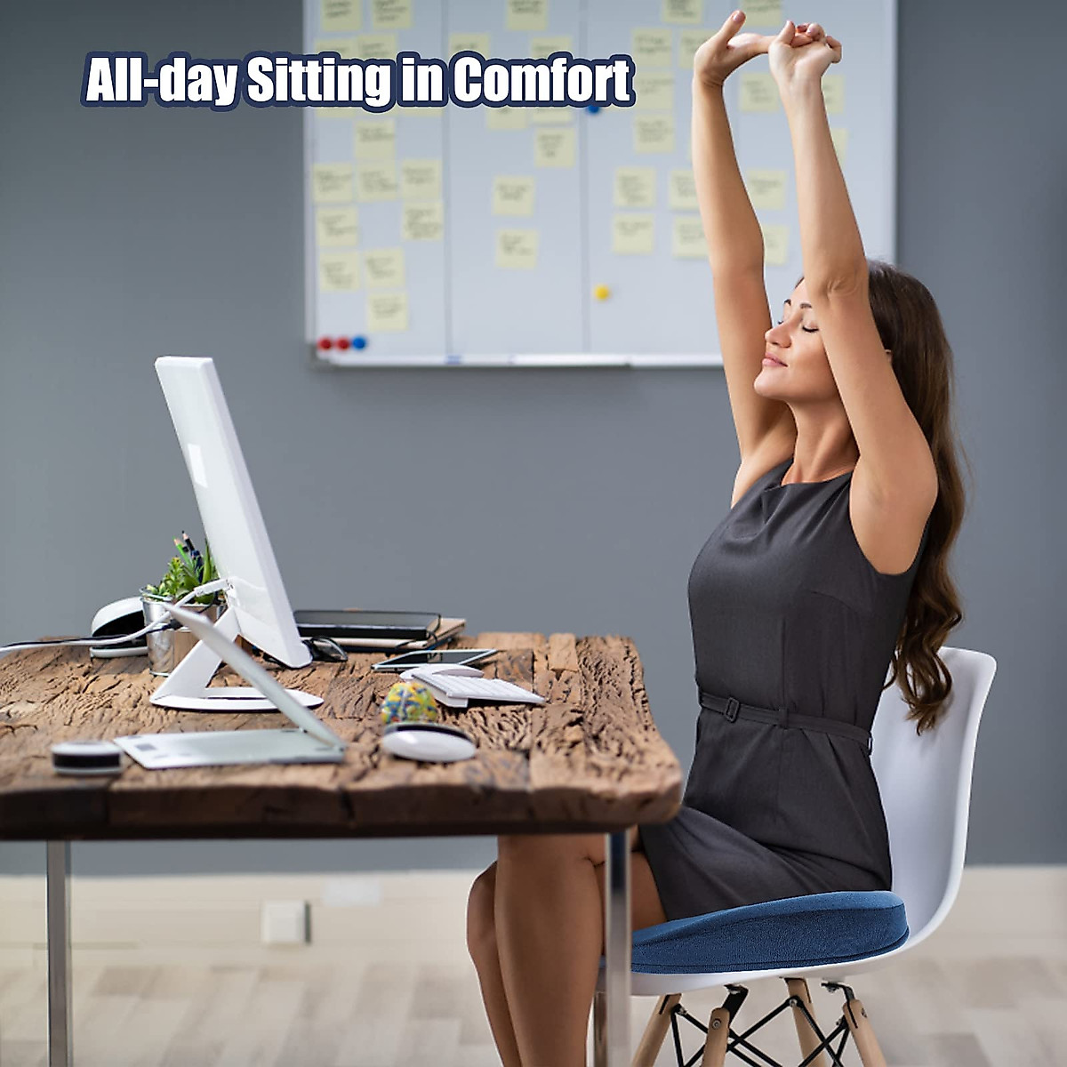 SAHEYER Seat Cushion for Tailbone Pain Relief,Office Chair Cushion for Sciatic Nerve Pain Relief,Butt Pillow for Enhanced Comfort in Long-Term Sitting,（Blue）