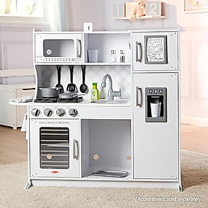 Melissa & Doug Wooden Chef’s Pretend Play Toy Kitchen With “Ice” Cube Dispenser – Cloud White - FSC Certified