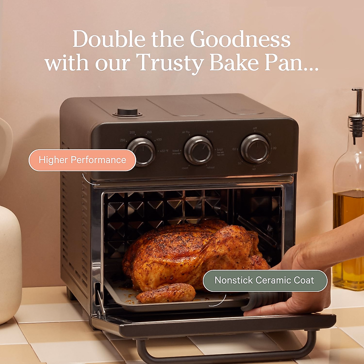 Our Place Wonder Oven Essentials Kit | Extra Air Fryer Basket & Nonstick Ceramic-Coated Bake Pan | Oven Safe, Eco-Friendly | Blue Salt