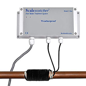 Scalewatcher 5 Waterproof Electronic Descaler | USA Made & Patented Hard Water Softener/Conditioner Alternative | 700mA Salt-Free Electric Limescale Remover for Swimming Pool, Irrigation & More