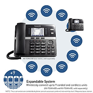 Panasonic Office Phone, Corded Extension Desk Phone Accessory to Connect Wirelessly to Expandable Base Station - KX-TGWA40B (Black)