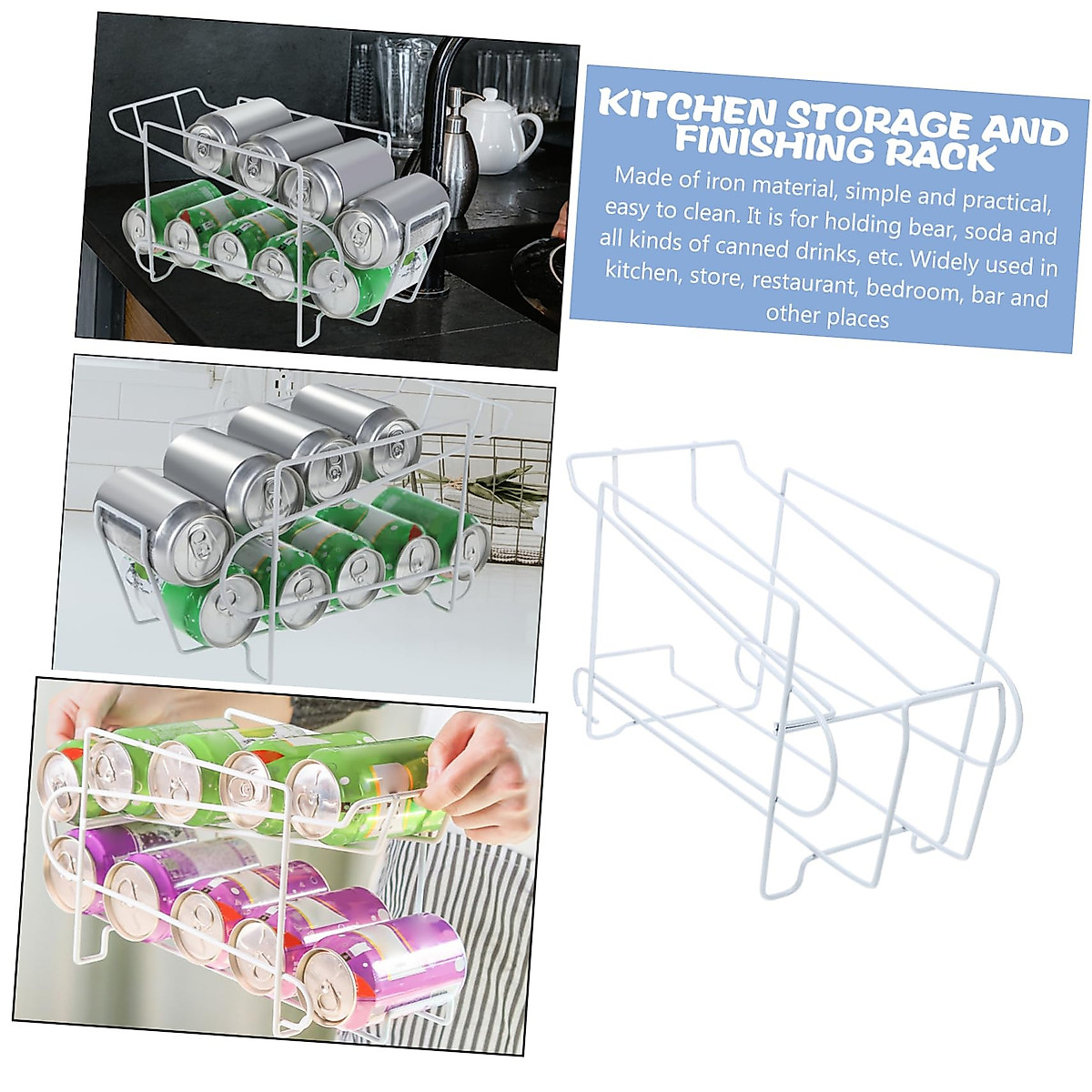 DOITOOL Refrigerator Organizer Bins Pop Soda Can Dispenser Beverage Holder for Fridge Freezer Kitchen Countertops Cabinets Metal Canned Food Pantry Storage Rack