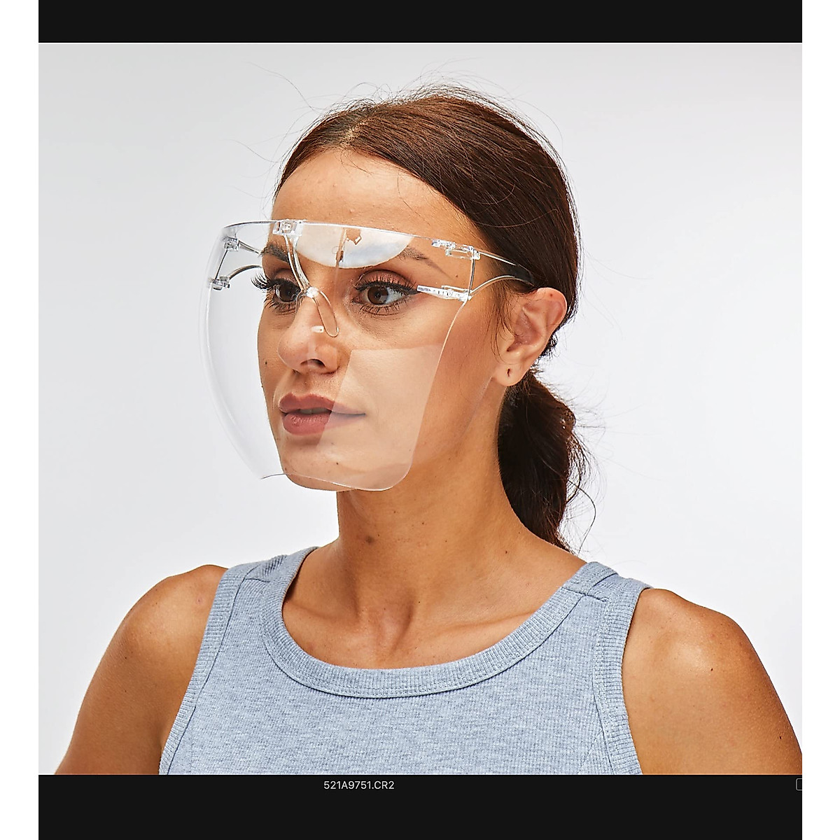 【2PACK】New Transparent Goggle Sunglasses Full Cover,Anti Fog Clear Plastic Face for Adults,See Through Mouth and Nose Facial Clear Face ,Clear Face_ ,Cover Glasses,Crystal Clarity,Reusable,Visor