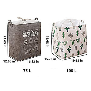 Large Laundry Basket with Handle Hampers for Clothes Toys Storage Collapsible Easy Carry Dirty for bedroom (Blue75L, Large 75L)