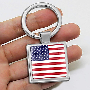 Biomar Labs® 3D Metal Keyring Key Chain Gift Men Women Keychain Giftbox USA United States America American Star National Flag KK 290
