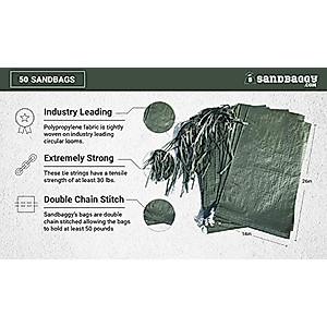 Sandbaggy - Empty Poly Sandbags W/UV Protection - Size: 14" x 26" - Color: Green - Military Grade (50 Bags)