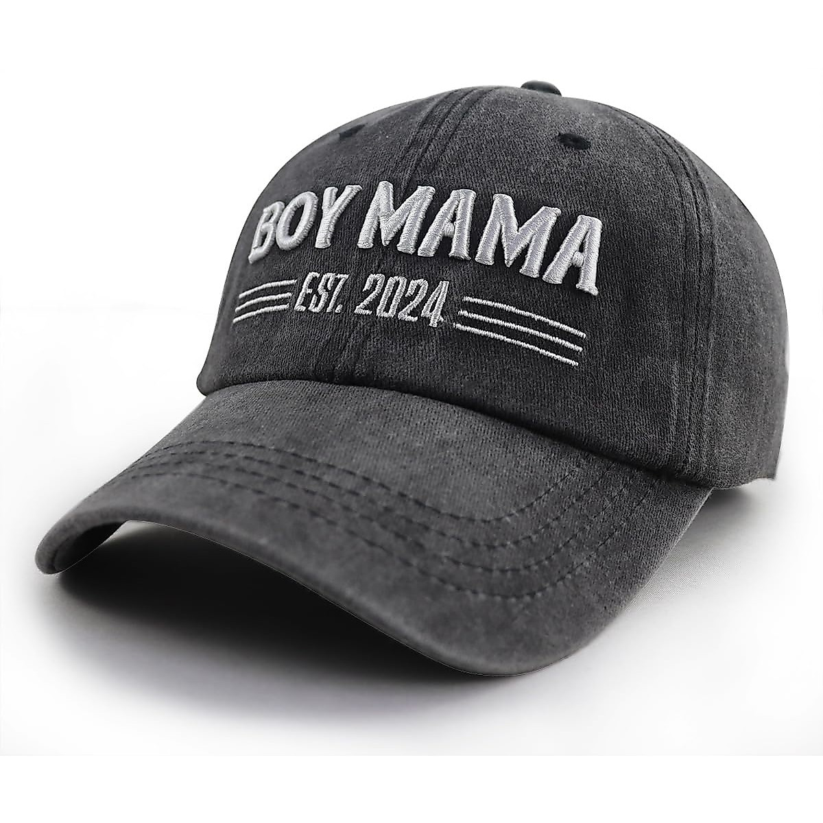 New Mom Gifts for Women, Funny Boy Mama Est 2024 Hat, Adjustable Cotton Embroidered Pregnancy Must Haves Baseball Cap, Mothers Day Birthday Gifts for New Moms Pregnant Mother Mommy Wife Black