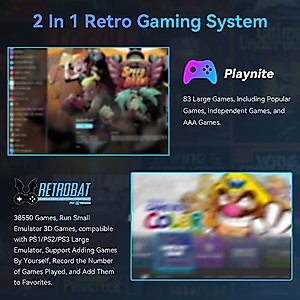 Retro Game Console with Built in 38633 Top Games, Emulator Console with Retrobat/Playnite Game Systems, 80+ Emulators, 83 AAA PC Game, Plug and Play Suitable for Handheld Game Consoles and Computers