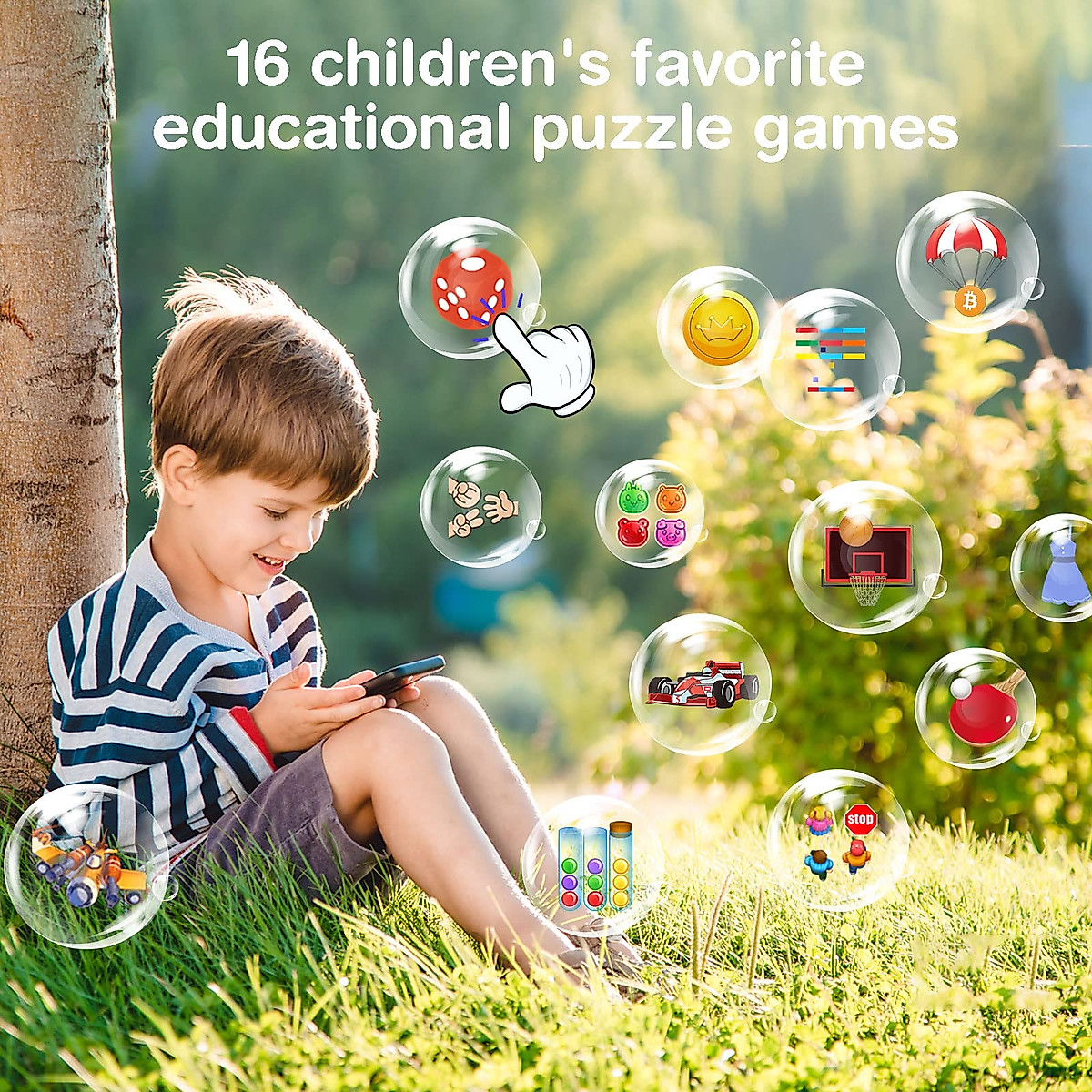 PTHTECHUS® Kids Phone Toy for Boys Girls, 3.8 "Touch Screen Toddler Smartphone with Fun Cameras 16 Games MP3 Music Player Audio Recorder Pedometer Torch Alarm Clock Children Phone for Ages 4-14