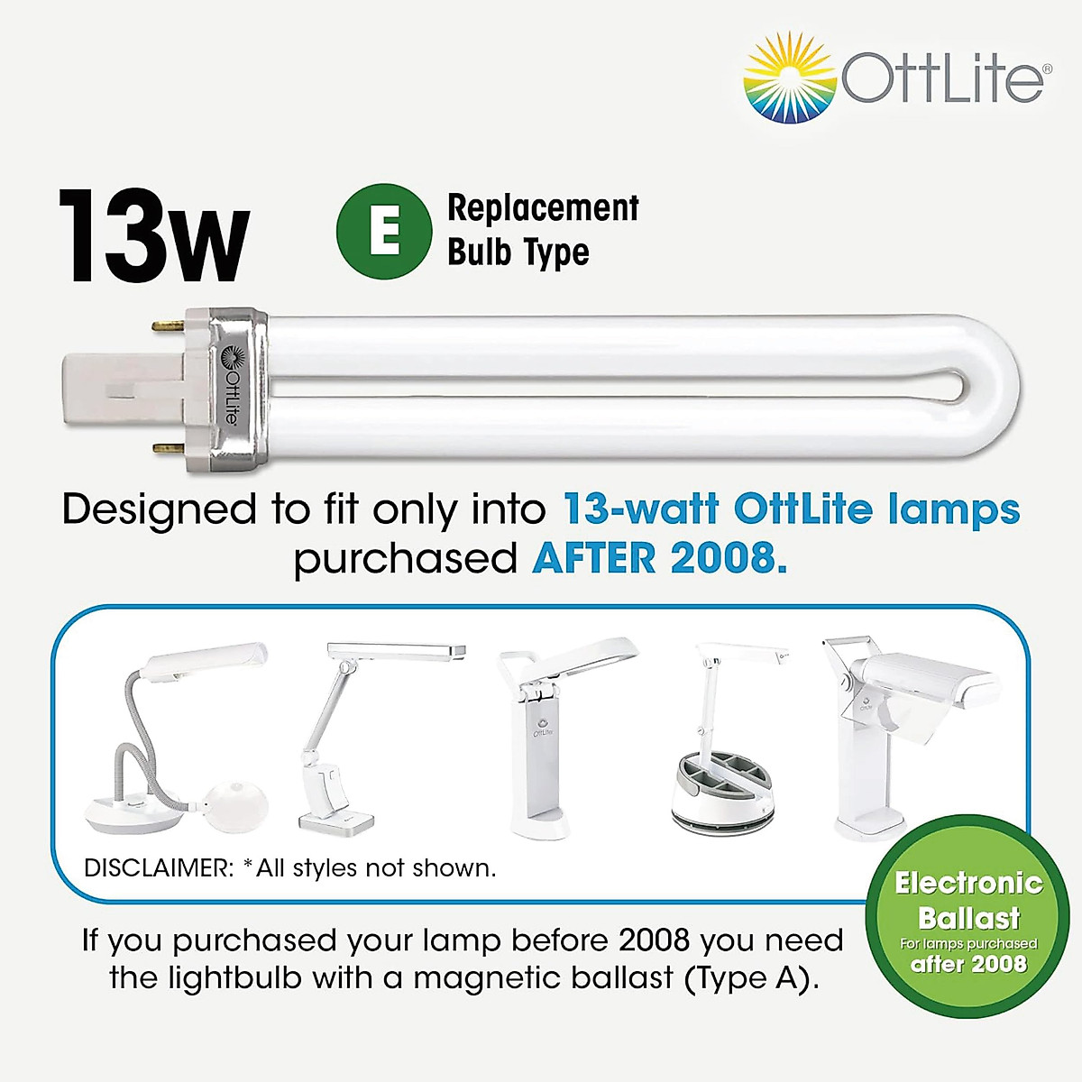 OttLite 13 Watt Folding Task Lamp, Black - Portable, Adjustable, Desk Light