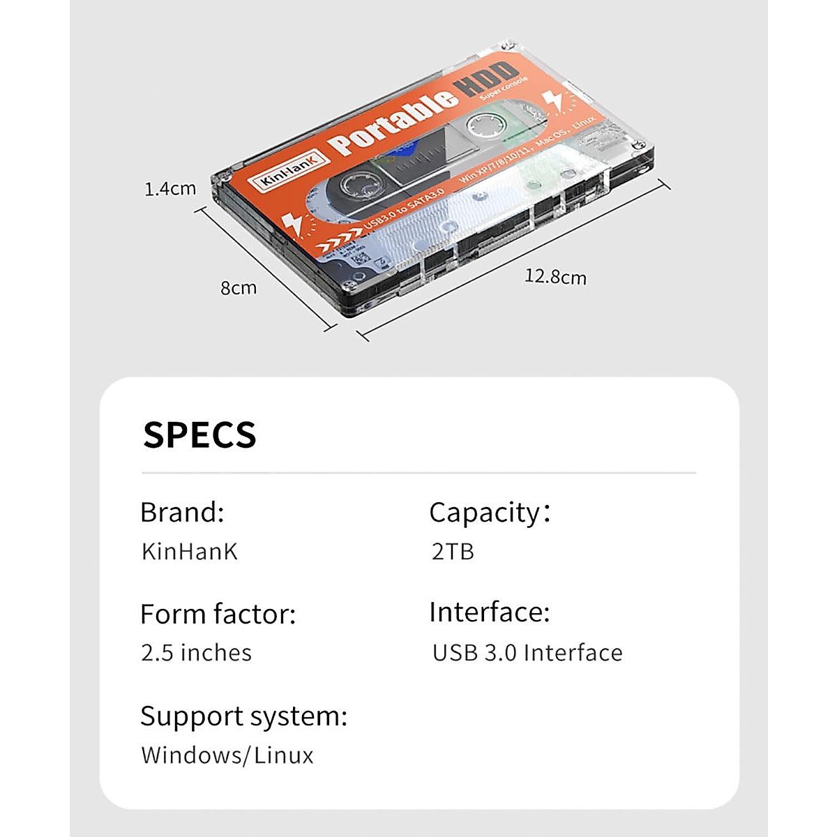 Kinhank 2TB External Hard Drive Built-in 120,000+ Classic Games, Batocera 33 System, Retro Game Console Compatible with 70+ Emulators, HDD Support for Windows/Laptop/PC/Linux,Plug&Play