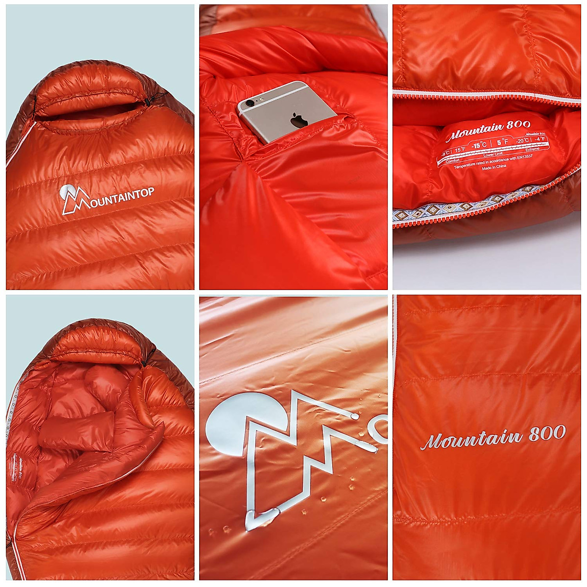 Mountaintop Down Sleeping Bag, 15 Degree F 650 Fill Power Backpacking Sleeping Bag - Ultralight Compact Portable Hiking Camping Sleeping Bag with Compression Sack for Adults, Teen (800g-Blue New)