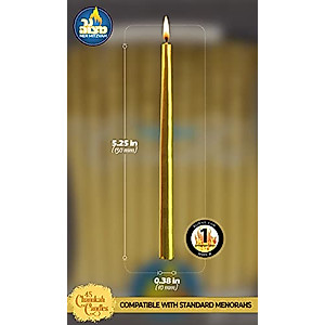 Dripless Chanukah Candles Standard Size - Metallic Gold Hanukkah Candles Fits Most Menorahs - Premium Quality Wax - 45 Count for All 8 Nights of Hanukkah - by Ner Mitzvah