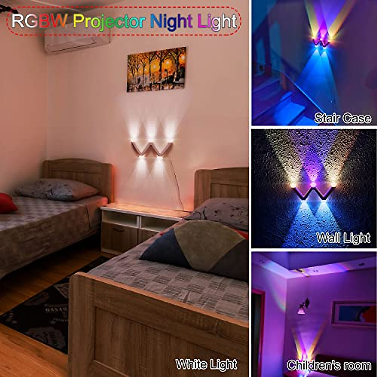 ACNCTOP Night Light Projector,Led Projector Kids Bedroom Lights Wall Sconces RGB and White Lamp Perfect for Aesthetic Room Decor in Your Home
