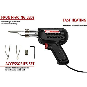 Weller 260-Watt/200W Professional Soldering Gun Kit with Three Tips and Solder in Carrying Case - D550PK, Corded Electric