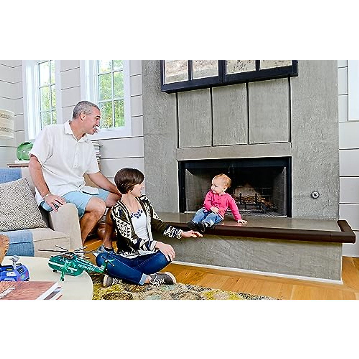 Cardinal Gates KEPK Large Hearth Pad Kit - Fireplace Baby Proofing - Adhesive Backed Fireplace Bumpers for Babies - 12.5 Feet of Padding with 3 Straight Pieces & 2 Corners - Made in The USA - Brown