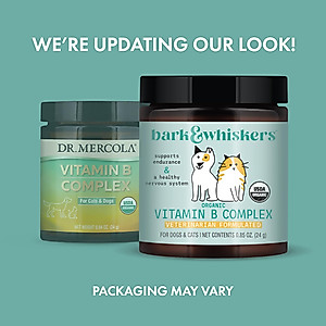 Bark & Whiskers Organic Vitamin B Complex, 0.85 Oz. (24 g), 60 Scoops, Supports A Healthy Nervous System & Endurance, Veterinarian Formulated, Non-GMO, Certified USDA Organic, Dr. Mercola