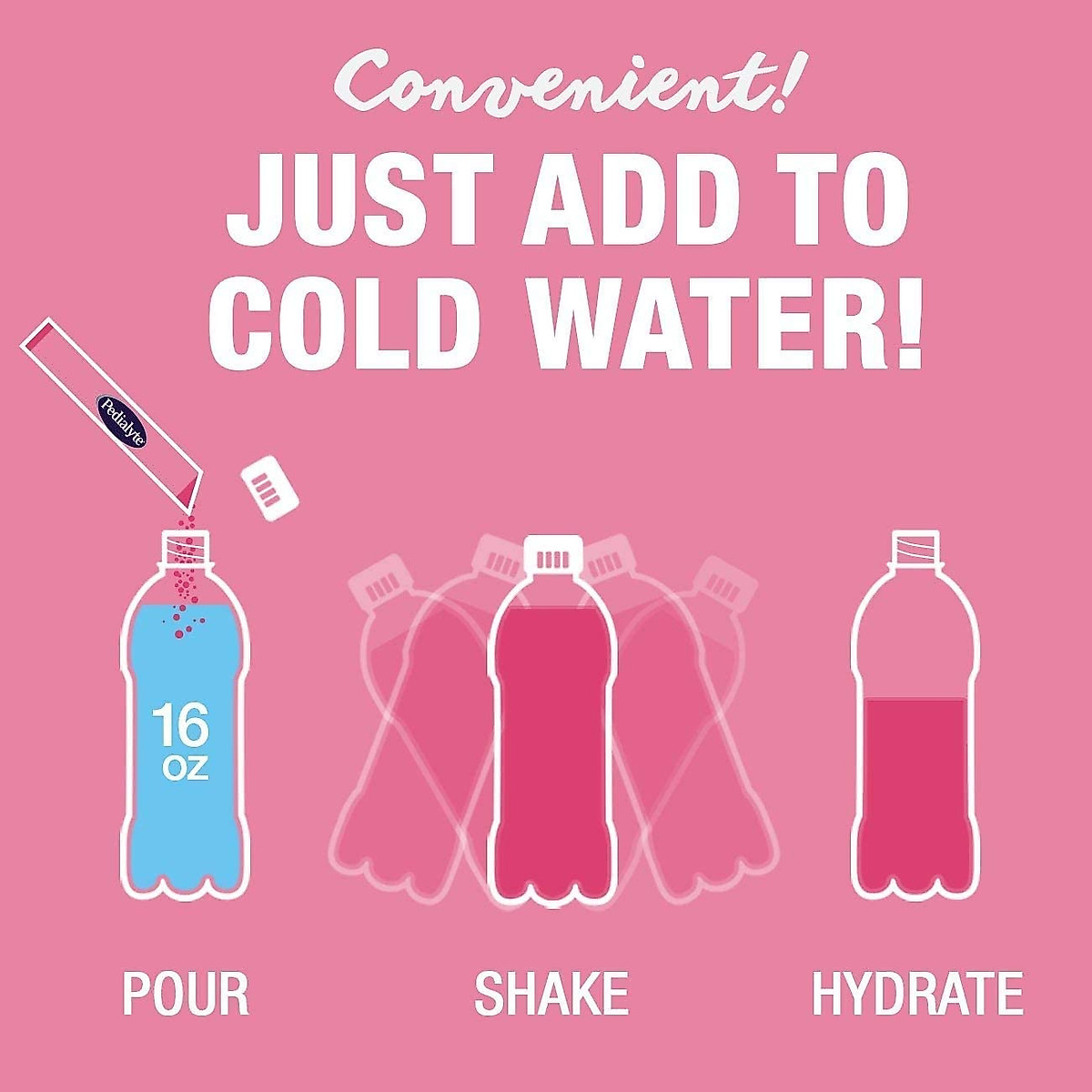 Pedialyte Large Powder Packs, Strawberry Lemonade, 6 Count, Pack of 3