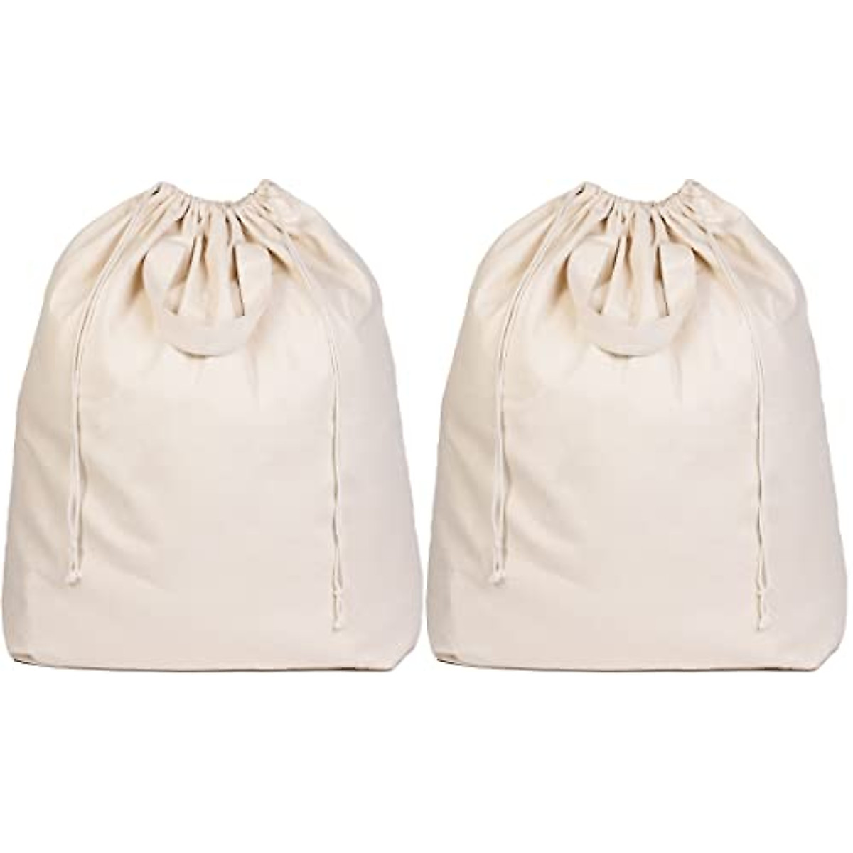 Canvas Laundry Bags Extra Large Heavy Duty - 100% Cotton Laundry Bag with Straps, Handles and Drawstring - College Dorm Laundry Bag in XL Size - Washable, Foldable Laundry Bag or Basket Liner (2 Pack)