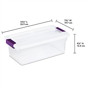 Sterilite 6 Qt ClearView Latch Storage Box Stackable Bin with Latching Lid, Plastic Container to Organize Shoes in Closet, Clear (24 Pack)