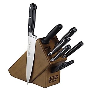 Winco Commercial-Grade 7 Piece Knife Set with Wooden Block