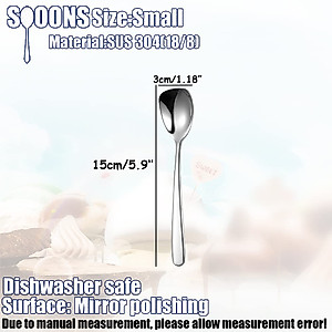 Wenkoni Small Ice Cream Spoons, Dessert Spoons,Shovel Cake Spoons 18/8 (SUS 304) Stainless Steel 5.9inch spoons,5 pcs Set