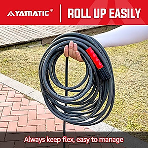 YAMATIC Super Flexible Pressure Washer Hose 50 FT 1/4", Kink Resistant Power Washer Hose Replacement for Flexzilla Uberflex Ryobi Genarac Troy Bilt Honda M22-14mm Rated 3200 PSI/Max 3700 PSI,Grey