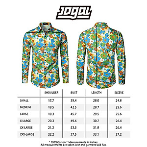 JOGAL Mens Floral Dress Shirt Long Sleeve Casual Button Down Printed Flower Shirts Beige Multicolor Large