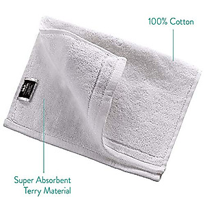 Creative Scents Cotton Fingertip Towel Set - 4 Pack - 11 x 18 Inches Decorative Extra-Absorbent and Soft Terry, Small White Hand Towels for Bathroom and Powder Room, Guest and Housewarming Gift