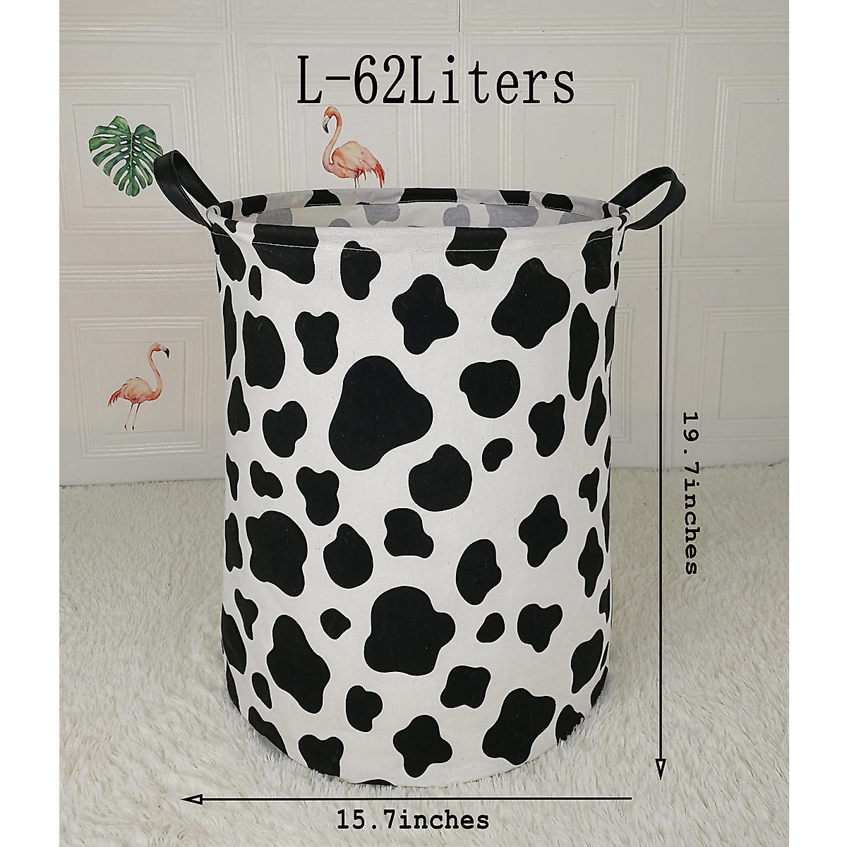 KUNRO Toy Bin Waterproof storage organizer for Nursery Hamper Home decor Closet Kids Bedroom Laundry Baby Gift Shelf Baskets (Rould Cow pattern)