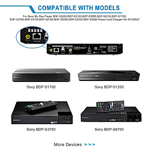 PwrON 12V AC Adapter Compatible with Sony BDP-BX BDP-S Series Blu-ray Disc DVD Player BDP-BX120 BDP-BX520 BDP-BX350 BDP-BX670 BDP-S1200 BDP-S1700 BDP-S3700 BDP-S3200 BDP-S6700, PN: AC-M1208UC