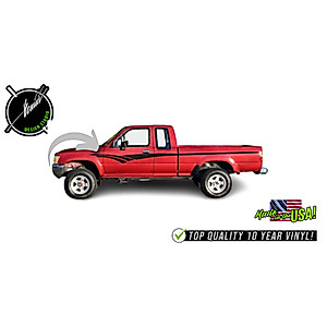 Benini Design Studio Retro Side Racing Stripes Graphics Fits Toyota Graphic Vinyl Decal Sticker Compatible with Pick-Up SR5 Tacoma 89-97 1998 (Matte Black)