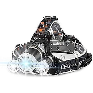 AUERVO Rechargeable LED Headlamp, 10000 Lumens Bright Headlight, Portable Waterproof Flashlight Kit with Rechargeable Batteries for Night Hunting Fishing Camping