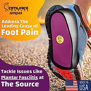 Samurai Insoles Ninjas Plantar Fasciitis Relief Insoles - Podiatrist Designed, Orthotic Lab Made in The USA Arch Support Shoe Insert for Mens 9-9.5 or Womens 11-11.5