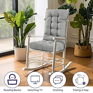 Sutteles Rocking Chair Cushion,Indoor/Outdoor Rocking Chair Cushions with Elastic,Thickened Cushions for Outdoor Rocking Chair, Tufted Rocking Chair Cushions, 41.33 * 17.71 Inch, 1-Pack (Light Gray)