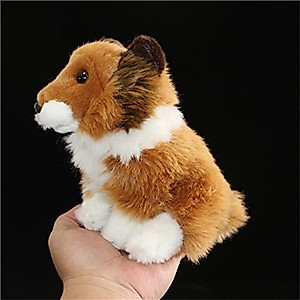 Whrigud Cute Shetland Dog Stuffed Animal Plush Pillow Toy 7'' Kawaii Shetland Sheepdog Plush Stuffed Border Collie Puppy Pillow Plushies Toys for Kids Gifts Home Decor