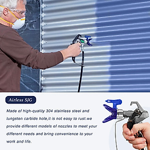 Airless Paint Spray Tip Set，6 Pieces Reversible Spray Tips and 2 Pieces Nozzle Seats with a Storage Box,Airless Paint Spray Parts for Home Building Garden Decks or Fences（211，315，417，515，517，523）