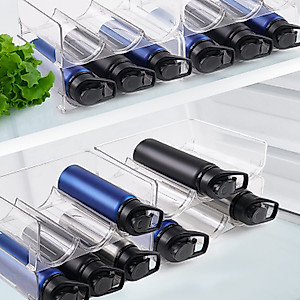 Water Bottle Organizer - Stackable Water Bottle Holder - Plastic Wine Bottle Storage Rack for Cabinet, Refrigerator, Kitchen Countertops, Soda Can Organizer, BPA Free, Clear, 2 Packs