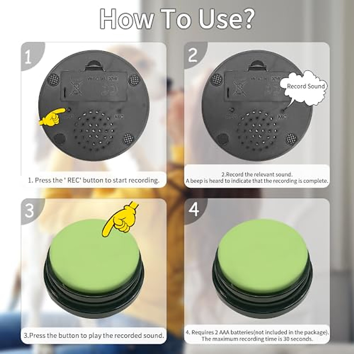 BOSKEY Set of 6 Dog Buttons, Dog Communication Button, Dog Talking Button, Recordable Button, Dog Touch Button, 50 Training Stickers to Teach Your Dog to Talk!(6 Pack)