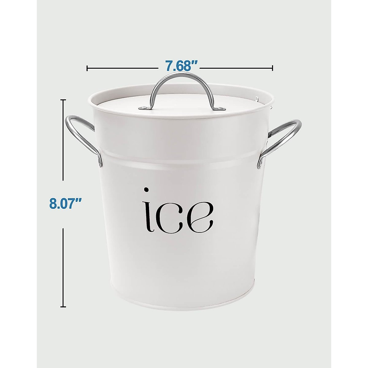 3Qt White Galvanized Ice Bucket with Lid, Scoop & Handles - Ideal for Cocktails, Parties, BBQs, Wine & Champagne. Double-Layer Insulated Outer & Galvanized Inner Layer, Perfect for Home & Outdoor Use
