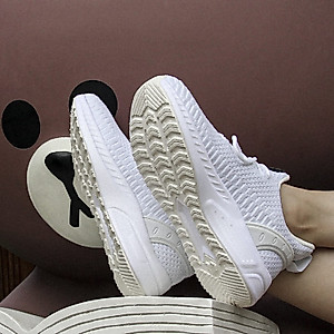 Feethit Women Tennis Running Shoes Walking Shoes Lightweight Casual Sneakers for Travel Gym Work Woman Waitress Nurse Light White 5.5