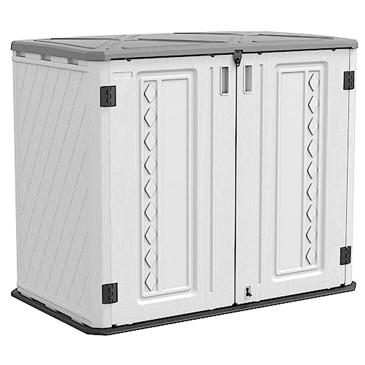 HOMSPARK Outdoor Storage Shed, 4×2.5×3.4 FT Horizontal Storage Shed Weather Resistance, Thickened Resin Outdoor Storage Cabinet for Garden, Patio, Backyard, 27 Cubic Feet