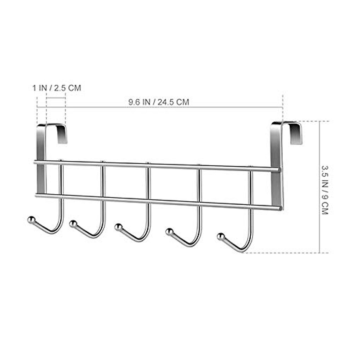 Wobekuy Over The Door 5 Hooks Home Bathroom Organizer Rack Clothes Coat Hat Towel Hanger Steel