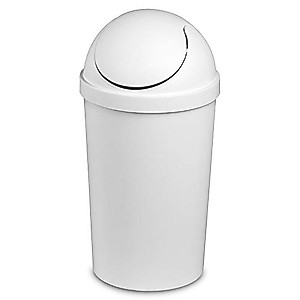 Sterilite 10838006 3 Gallon Round Swing Top Plastic Wastebasket, White (12 Pack)