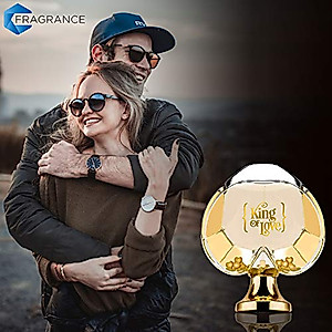 King of Love Eau de Toilette For Men- Natural Sweet Body Scent in Heart Shaped Bottle Spray- Best Fruity Fragrance With Hints of Leather, Amber & Sandalwood - 3.3oz.