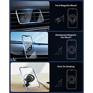 UBeesize Magnetic Car Mount Holder | 360° Rotation for iPhone 12/13/14 and More | for Air Vent & Desk & Dashboard Mount | 18 N52 Magnets for Magsafe | Safe and Easy One-Handed Operation