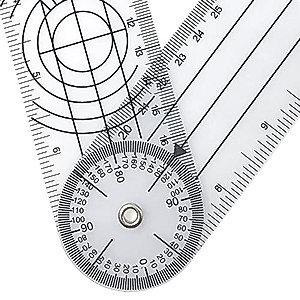 Tyenaza Angle Ruler Clear, Angle Ruler 360 Degrees Rotatable Flexible Frosted PVC Semi Transparent Clear Angle Finder for Student Office