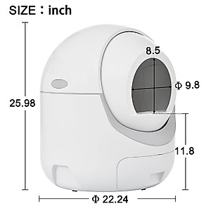 Self-Cleaning Cat Litter Box, Large Automatic Cat Litter Box for Multiple Cats, Cat Robot Litter Box with Cover, APP Control Smart Cat Litter Box with Garbage Bags/Brush, Smart Health Monitor