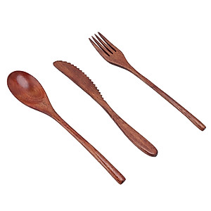 Wooden Cutlery Set Scratch Proof Durable Portable Heat Resistant Wooden Spoon Fork Cutter Tableware with Box for Dessert Salads Noodles