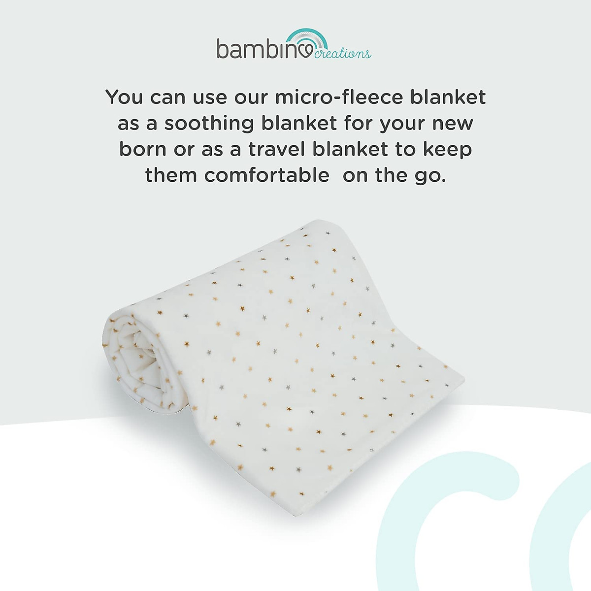 Super Soft Baby Blankets for Girls And Boys 30"X40" Ultra Soft Double Layer Baby Blanket White/Gold Baby Shower Gifts Unisex - Newborn Essentials Must Haves-Machine and Dryer Safe by BAMBINO CREATIONS